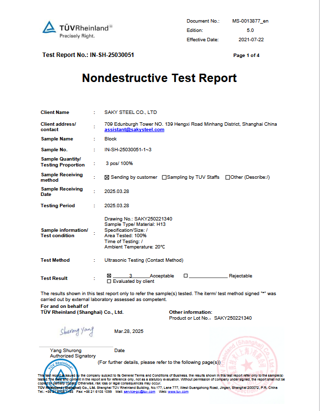 H13 1.2344 Steel Molds Tool - Saky Steel